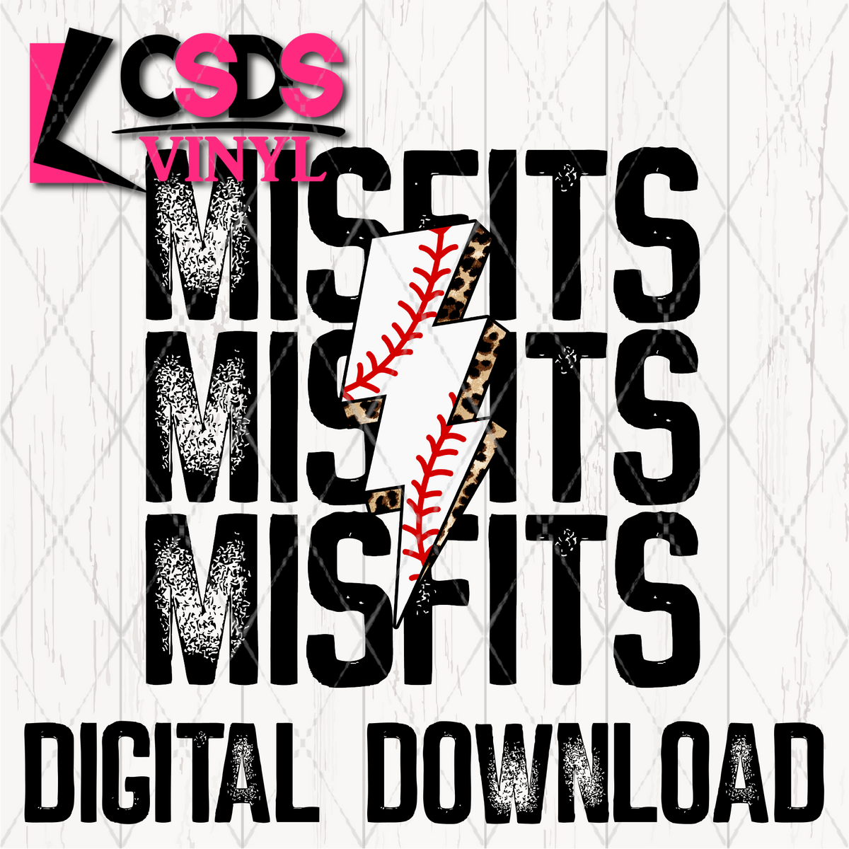PNG0110 - Baseball Lightning Bolt Stacked Word Art Misfits - PNG Print – CSDS Vinyl