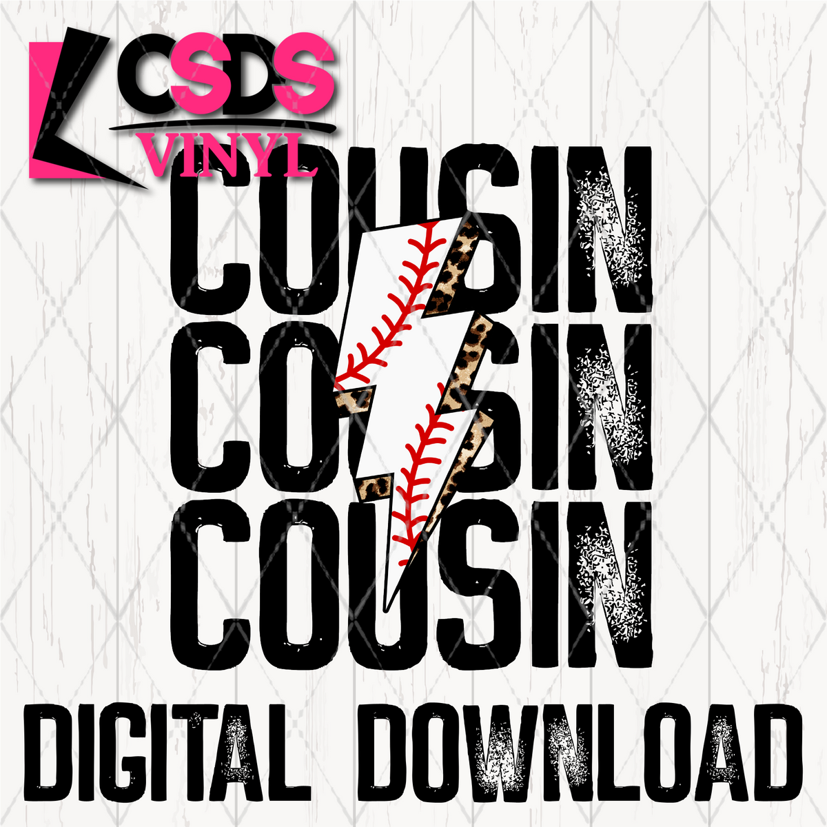 PNG0234 - Baseball Lightning Bolt Stacked Word Art Cousin - PNG Print ...