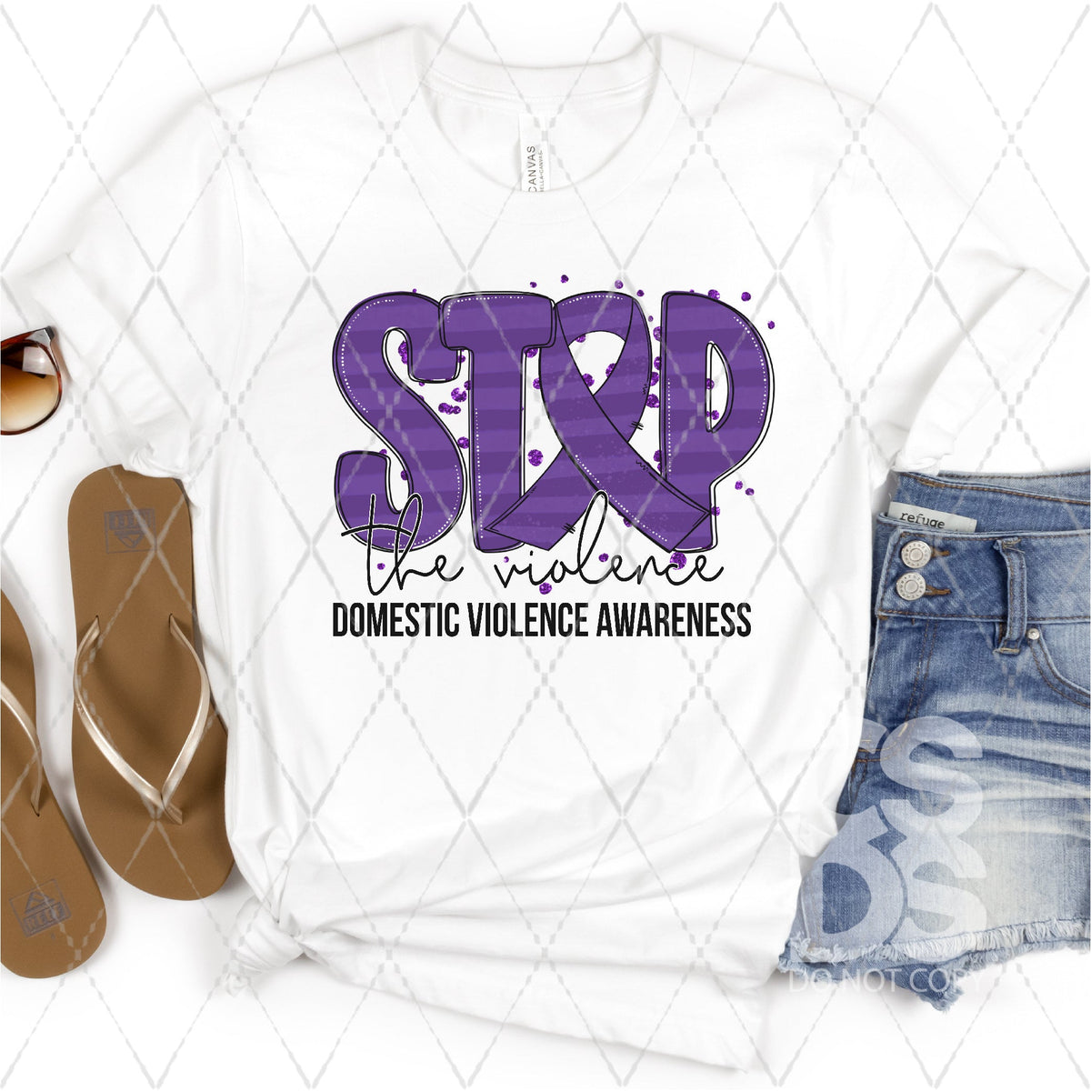 DTF Transfer - DTF003145 Stop the Violence Domestic Violence Awareness ...