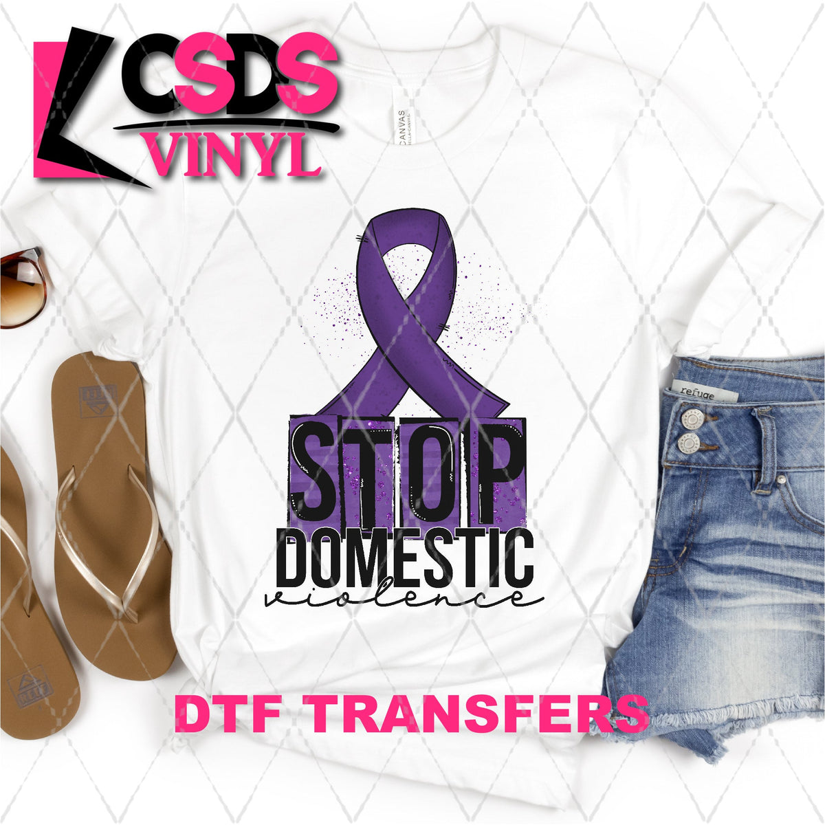 DTF Transfer - DTF003146 Stop Domestic Violence Ribbon – CSDS Vinyl