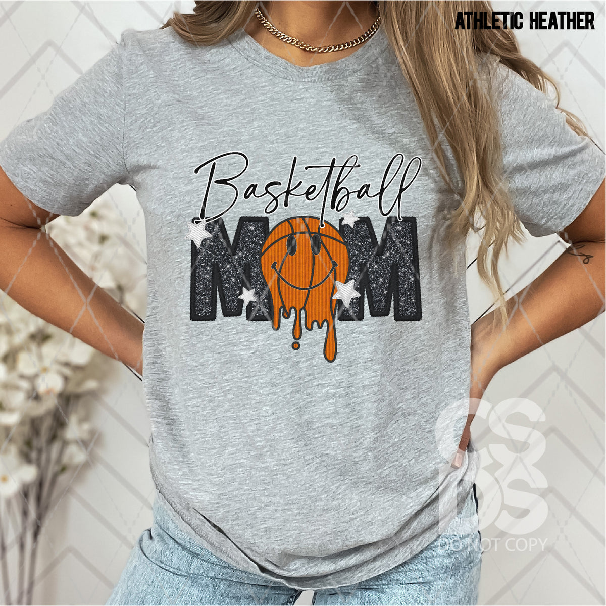 DTF Transfer - DTF004753 Drippy Basketball Mom Faux Embroidery/Glitter ...
