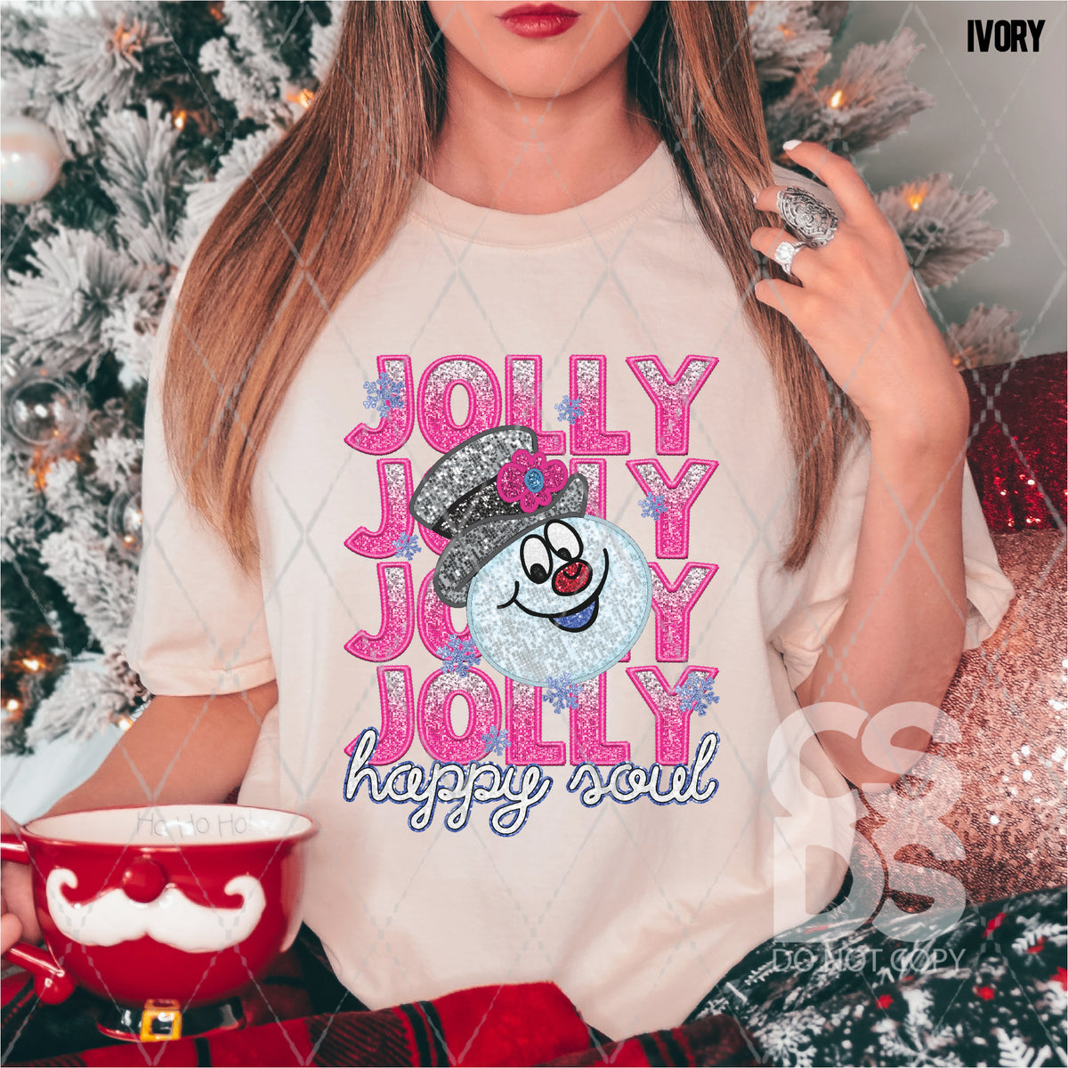 DTF Transfer - DTF005367 Jolly Happy Soul Faux Embroidery/Sequins ...