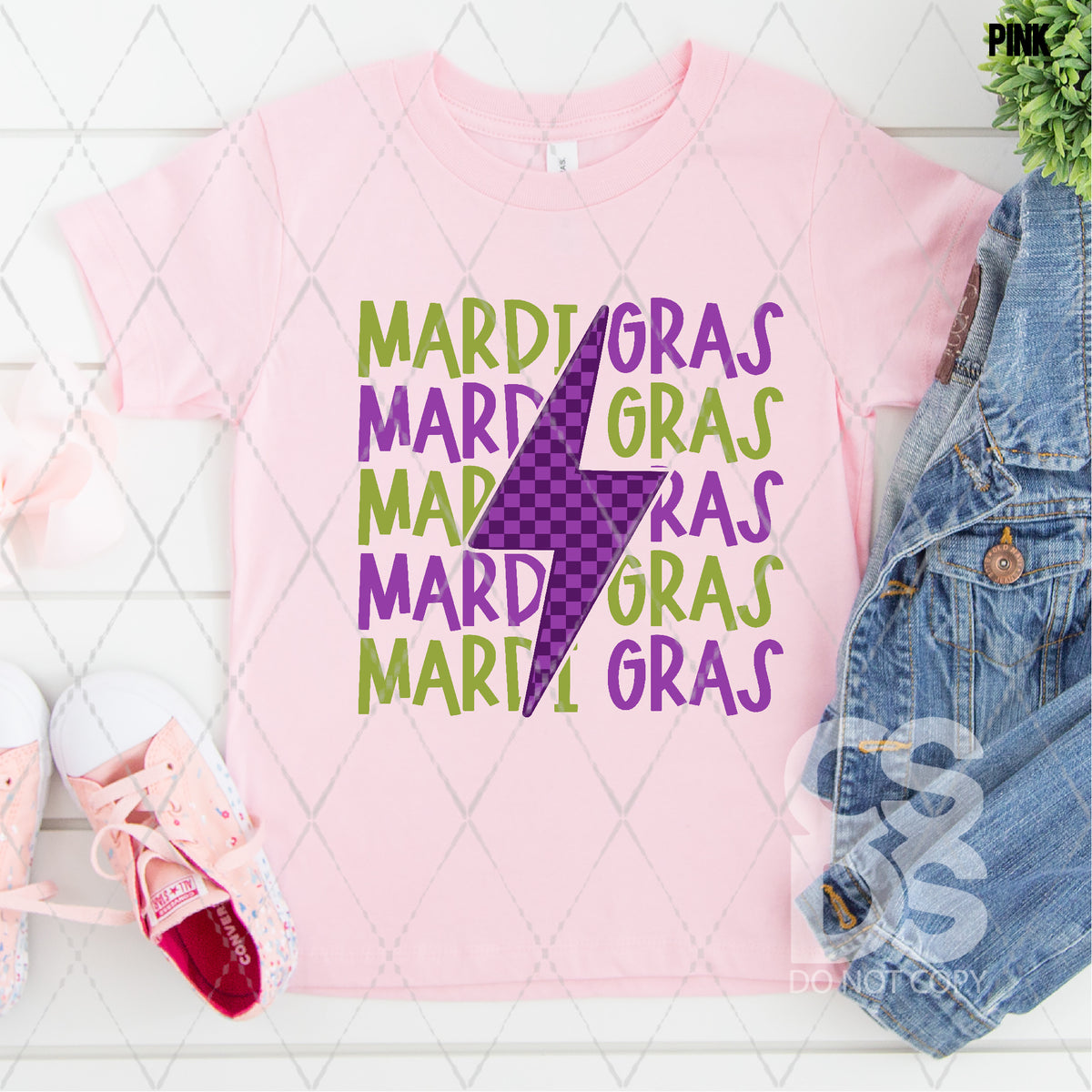 DTF Transfer - DTF006906 Purple and Green Mardi Gras Lightning Bolt St ...