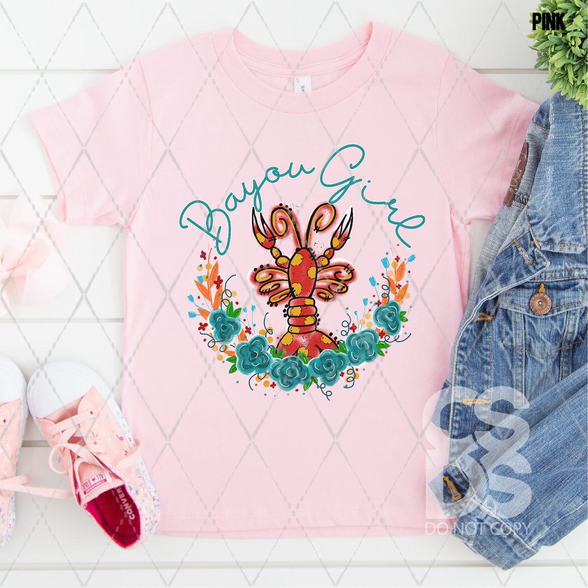 DTF Transfer - DTF006921 Bayou Girl Crawfish and Flowers – CSDS Vinyl