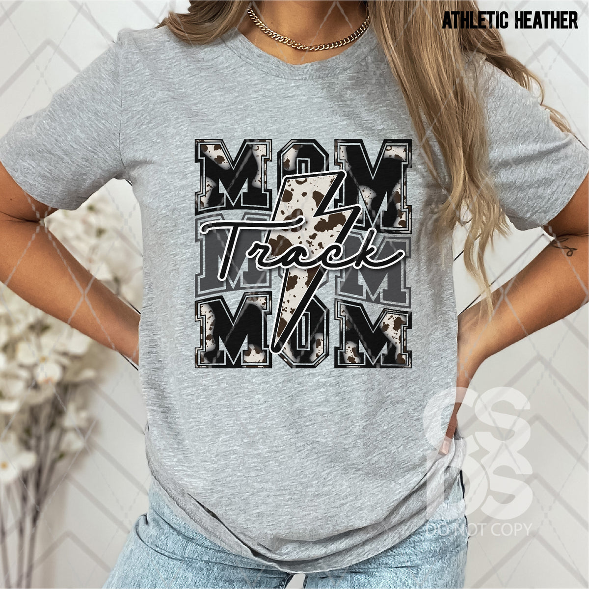 DTF Transfer - DTF007547 Track Mom Cowhide Lightning Bolt Stacked Word ...