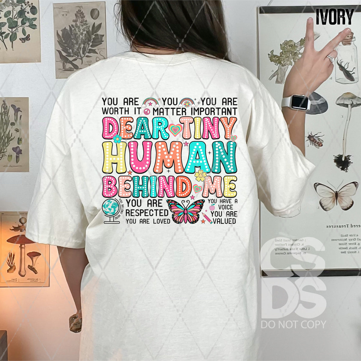 DTF Transfer - DTF009116 Dear Tiny Human Behind Me – CSDS Vinyl