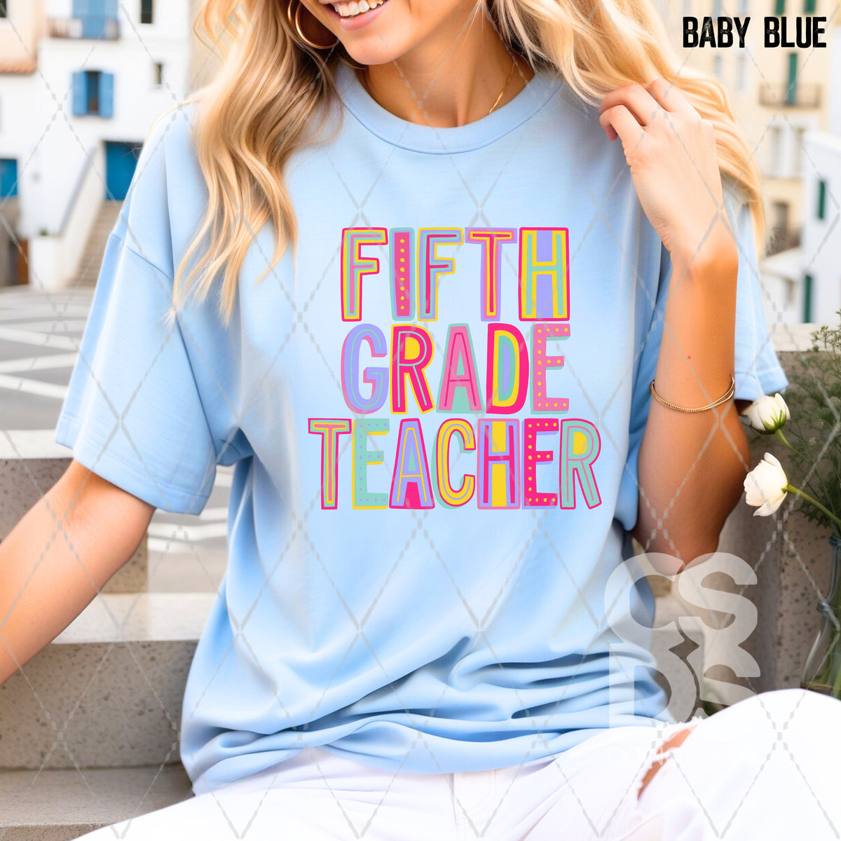 DTF Transfer - DTF009192 Bright Funky Block Letter Fifth Grade Teacher ...