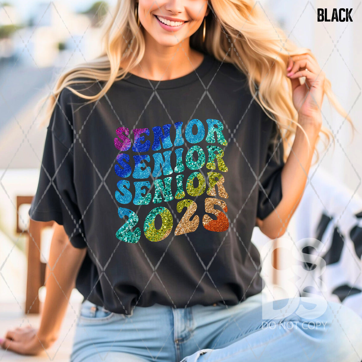 DTF Transfer - DTF009393 Senior Senior Senior 2025 Word Art Faux Glitt ...