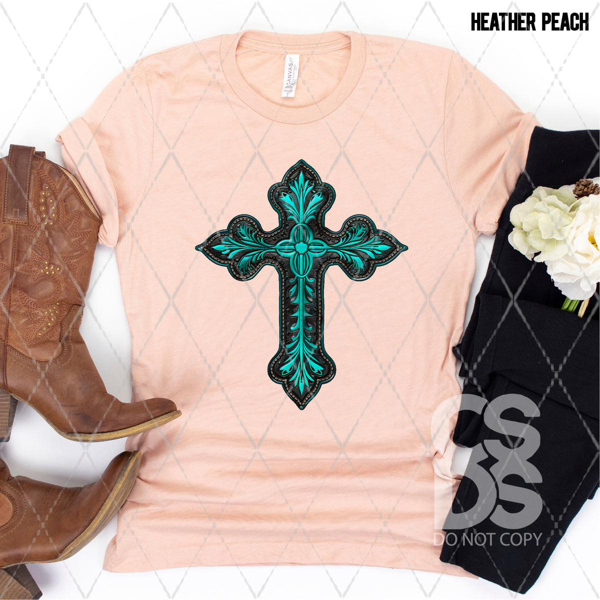 DTF Transfer - DTF010128 Ornate Cross Faux Leather – CSDS Vinyl