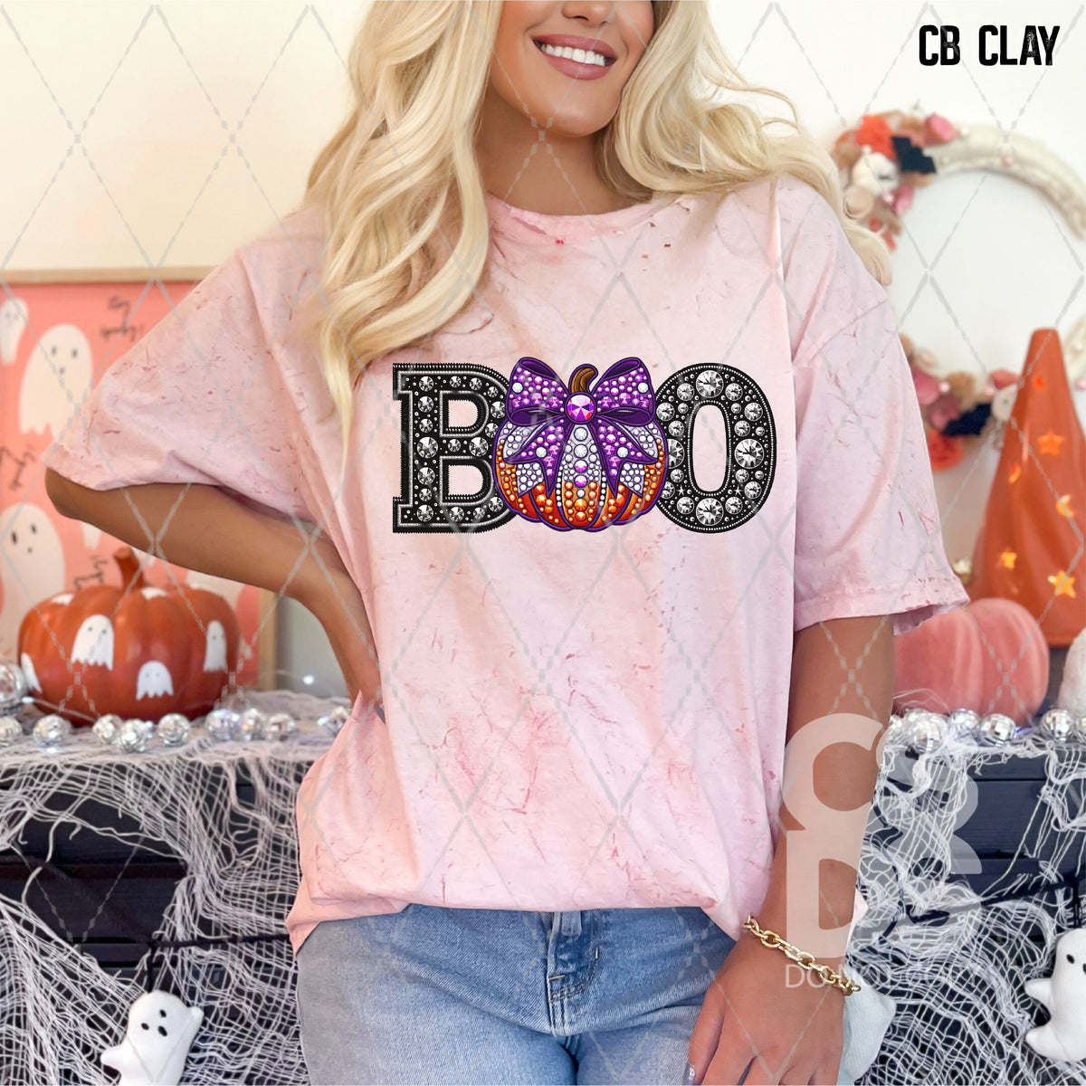 DTF Transfer - DTF010482 Boo Pumpkin Faux Rhinestones – CSDS Vinyl