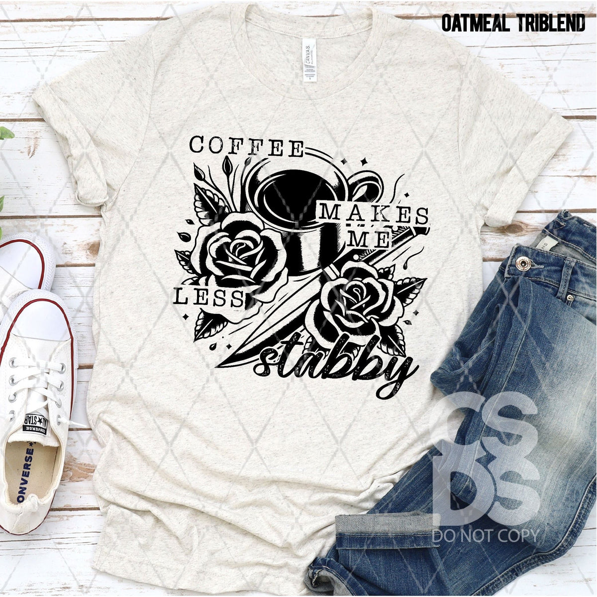 Screen Print Transfer - SCR4991 Coffee Makes Me Less Stabby - Black ...