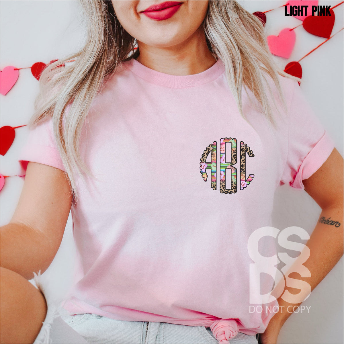 DTF Transfer - DTFCUSTOM31 Custom Monogram Conversation Hearts with Le ...