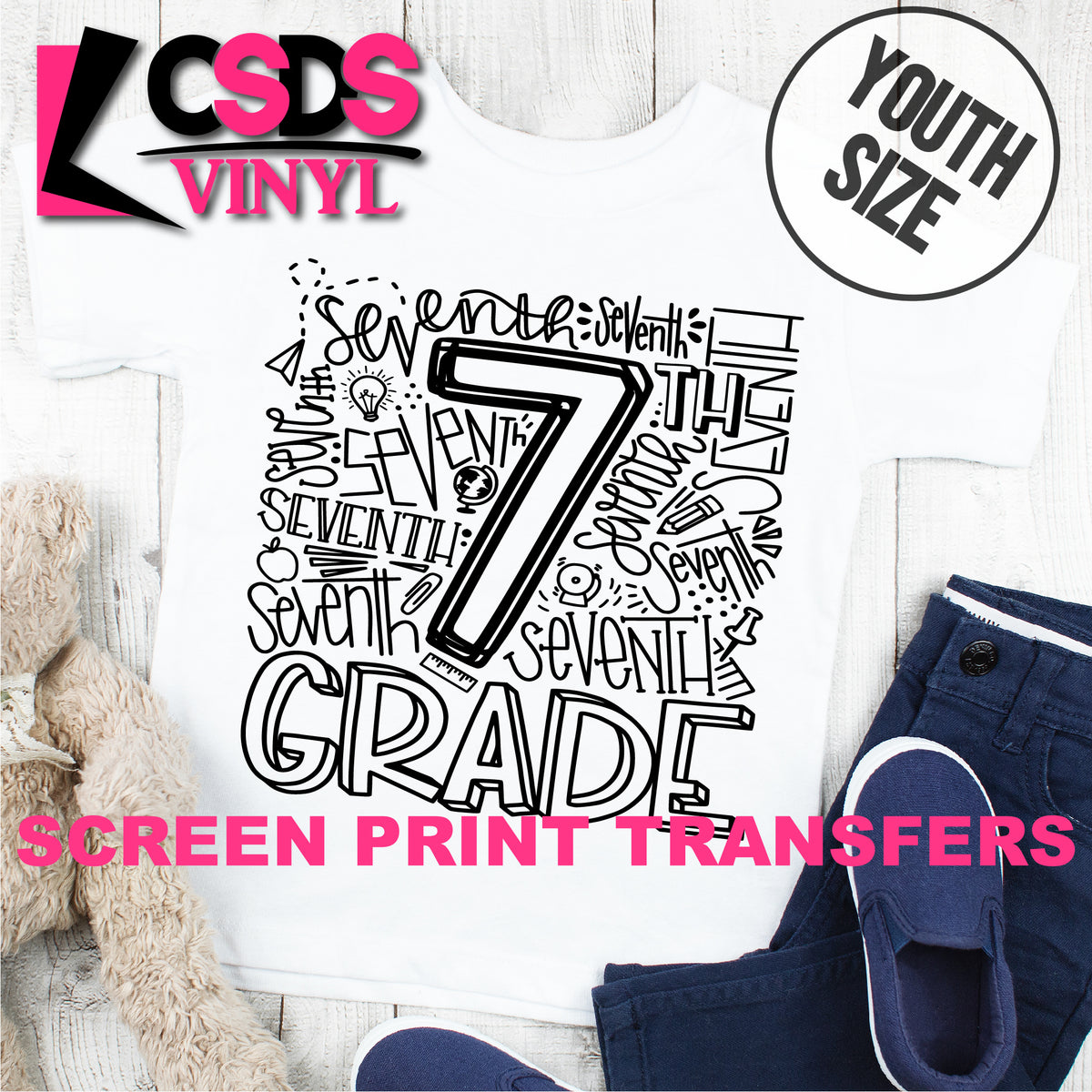 Screen Print Transfer - 7th Grade Typography YOUTH - Black DISCONTINUE ...