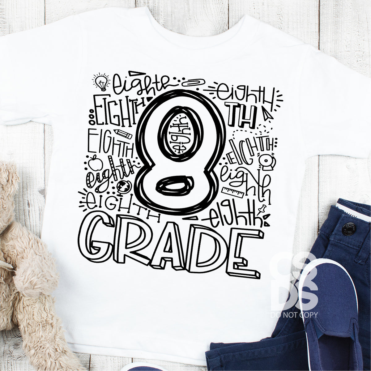 Screen Print Transfer - 8th Grade Typography YOUTH - Black DISCONTINUE ...