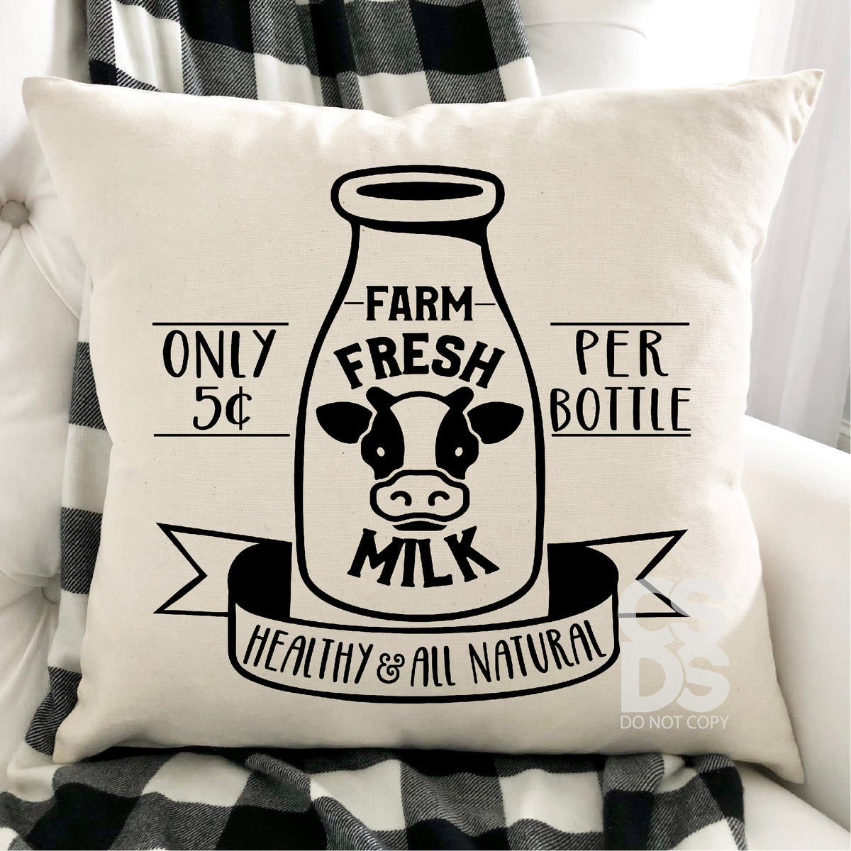 Screen Print Transfer - Farm Fresh Milk PILLOW/HOME DECOR - Black DISC ...