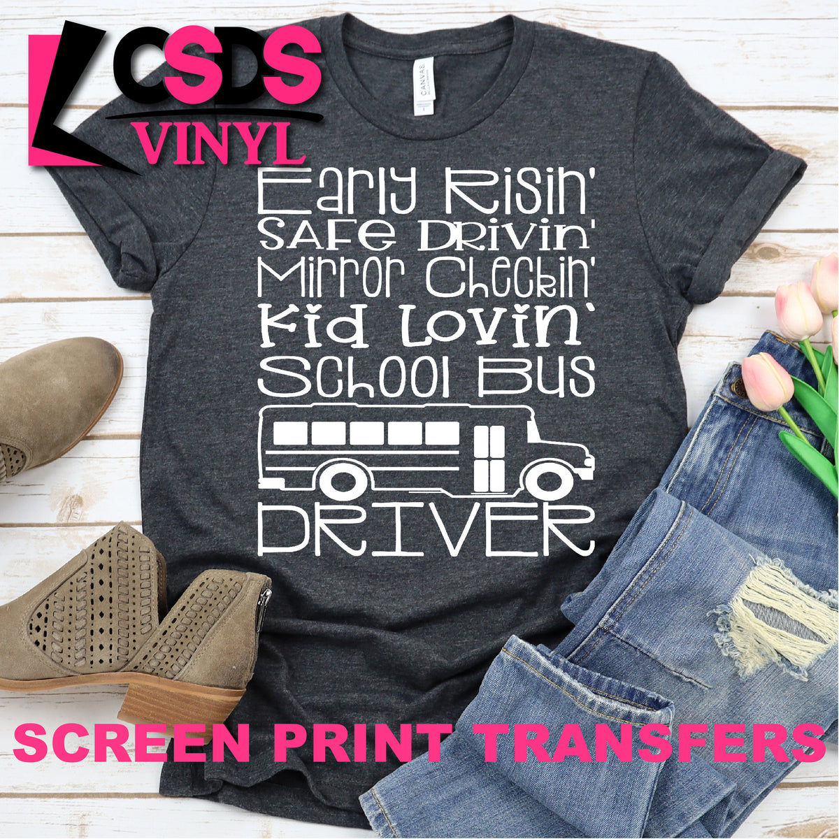 Screen Print Transfer - School Bus Driver - White – CSDS Vinyl