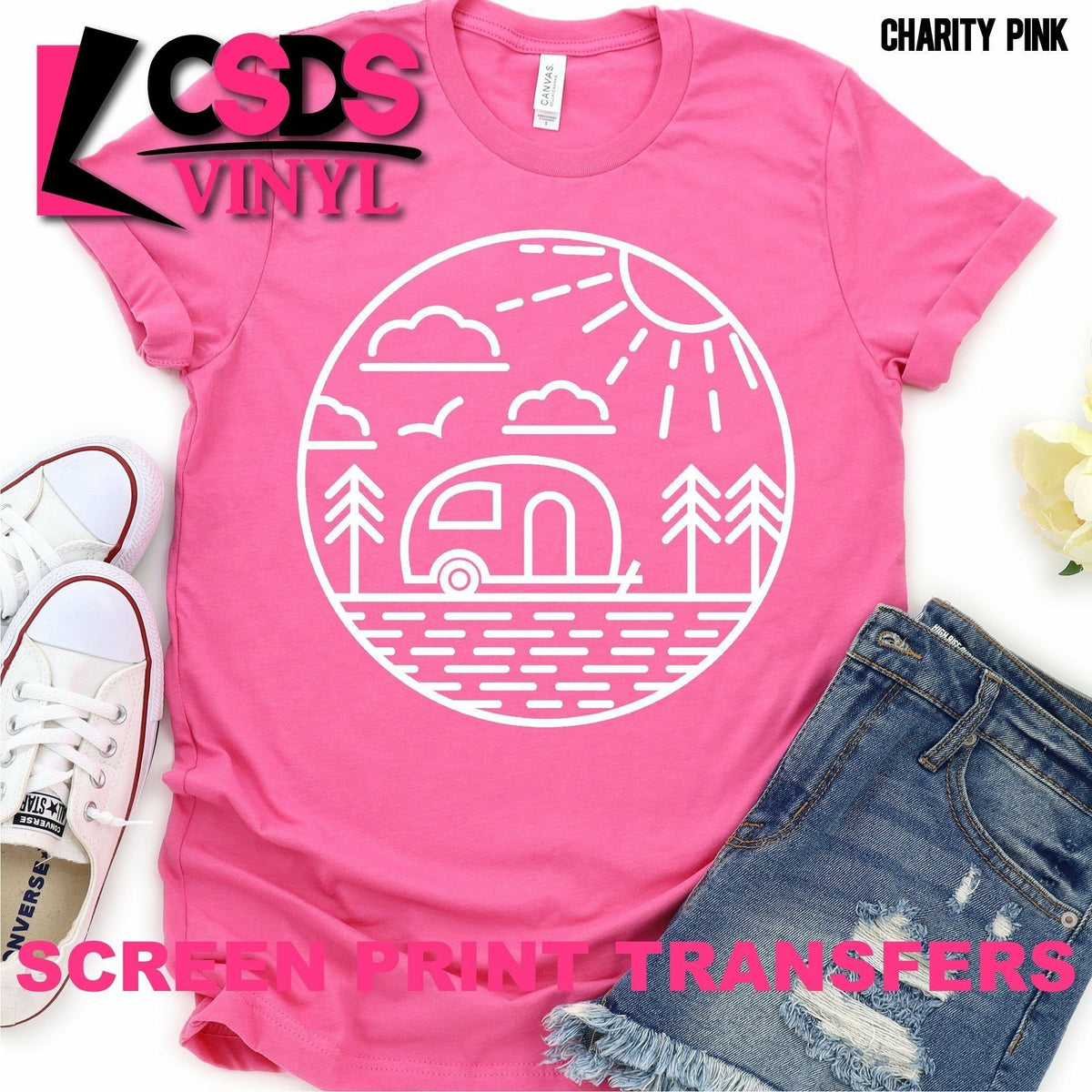Screen Print Transfer - Camping Scene - White – CSDS Vinyl