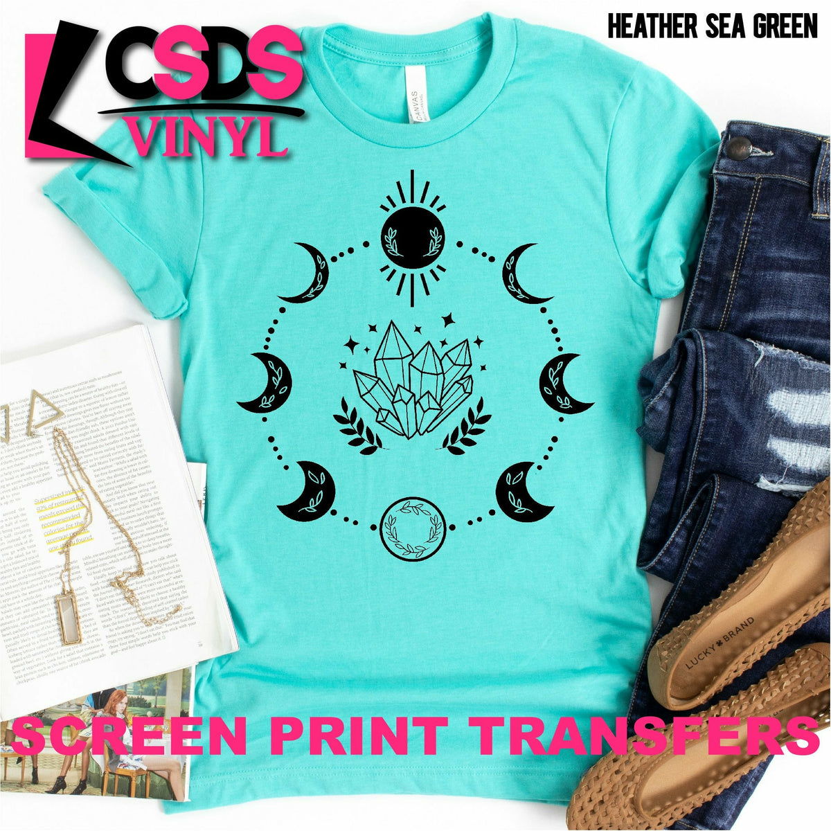 Screen Print Transfer - Crystals and Moon Phases - Black – CSDS Vinyl